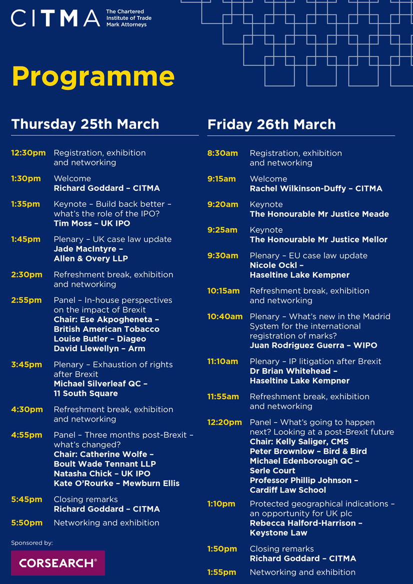 CITMA - Spring Conference 2021 programme